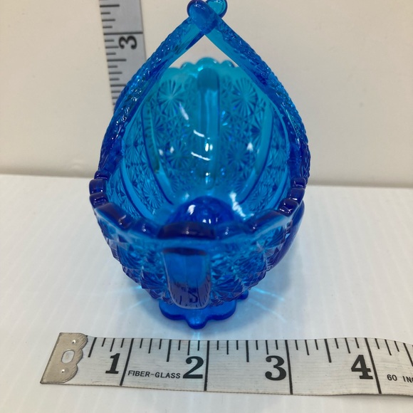 Accents | Basket Fenton Art Glass Colonial Blue Daisy Button Split Twig ...
